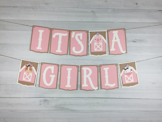 It's A Girl Barn Banner - Baby Shower Banner - Farm Baby Shower - Barn ...