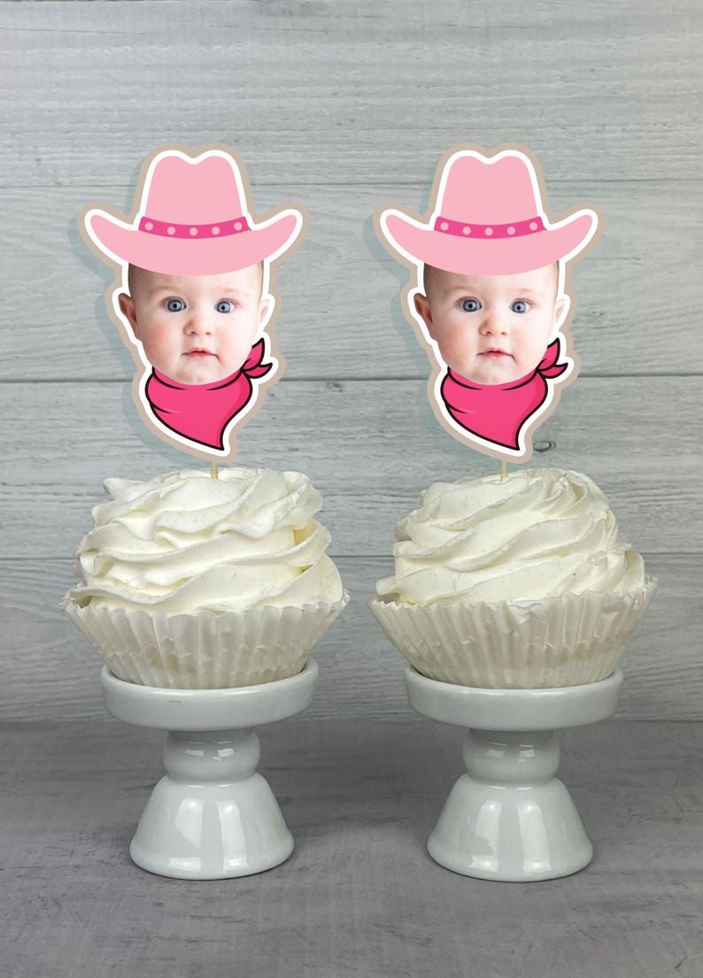 Cowgirl Cupcake Toppers - Photo Face Cowgirl Toppers - Western Party ...
