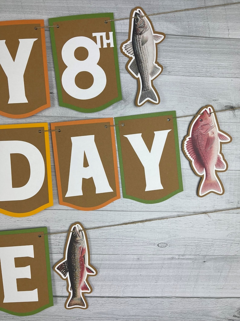 FISH Birthday Banner Vintage Fish Banner Realistic Fish - Etsy
