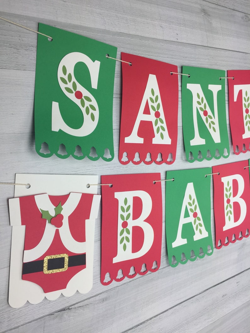 SANTA BABY Banner Baby Shower Banner Christmas Baby Shower | Etsy