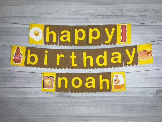 Breakfast Food Birthday Banner - Breakfast Birthday - Birthday Brunch ...