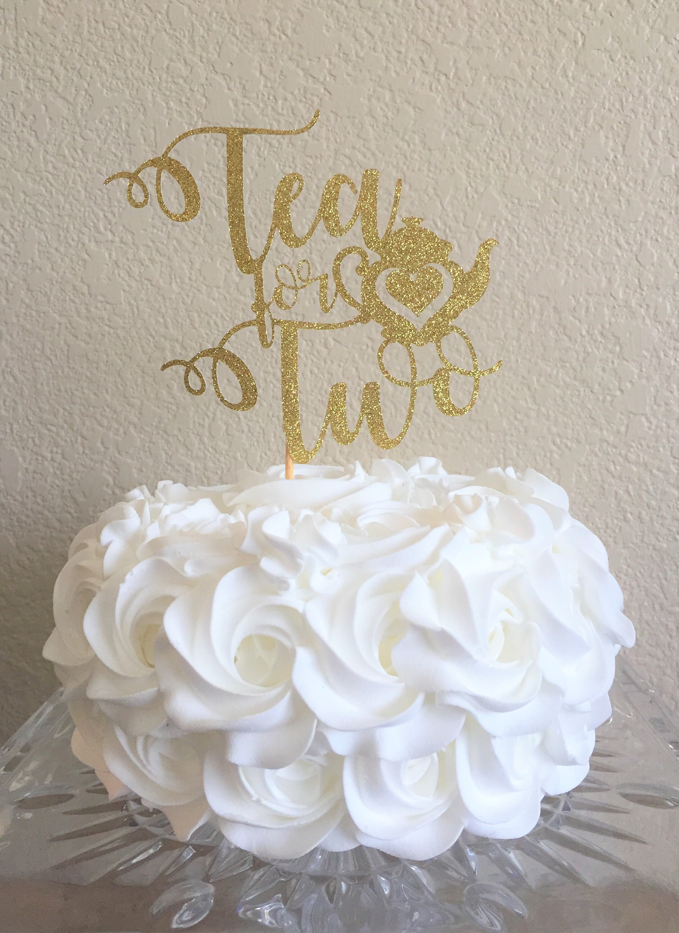 Tea for Two Cake Topper 2nd Birthday Glitter Cake Topper - Etsy