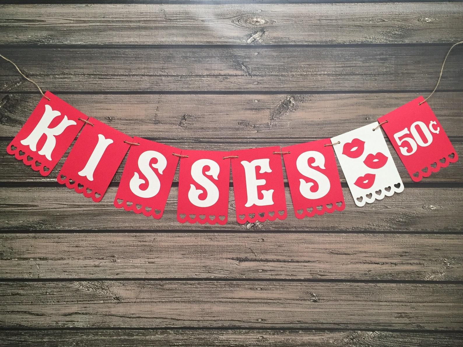 KISSES Banner - Valentine's Day Banner - Kissing Booth - Valentines Day ...