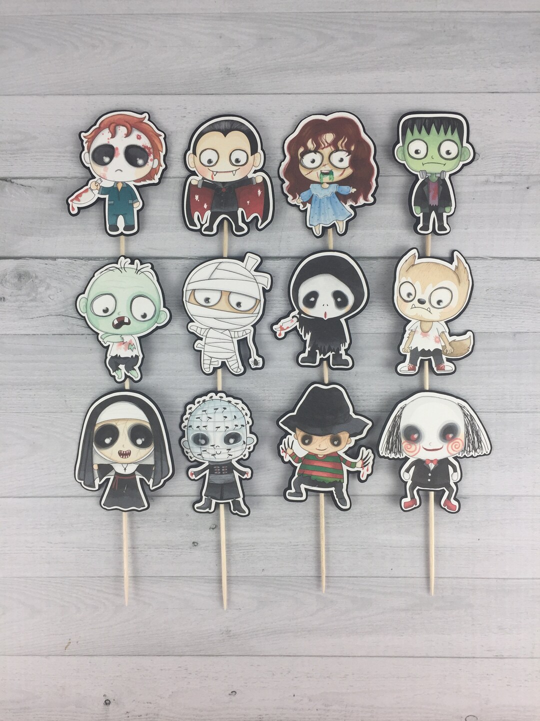 Horror Movie Cupcake Toppers SET 1 - Cute Horror Toppers - Halloween ...