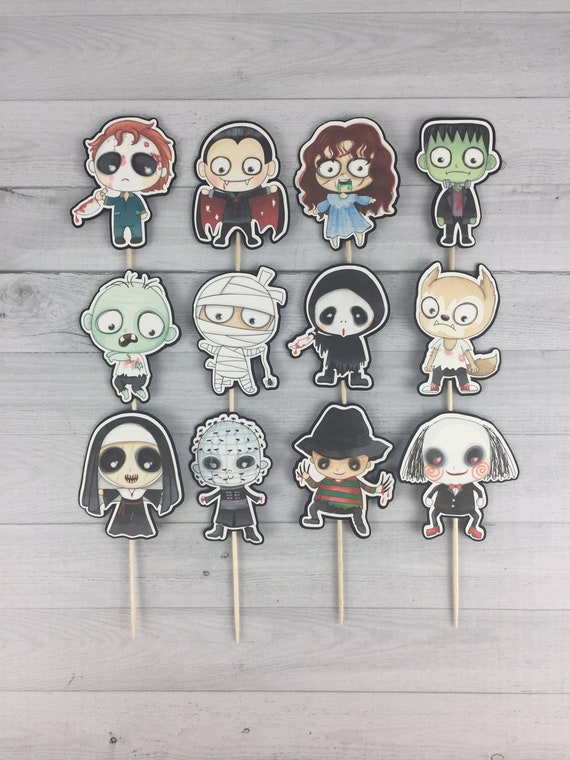 Horror Movie Cupcake Toppers SET 1 Cute Horror Toppers | Etsy