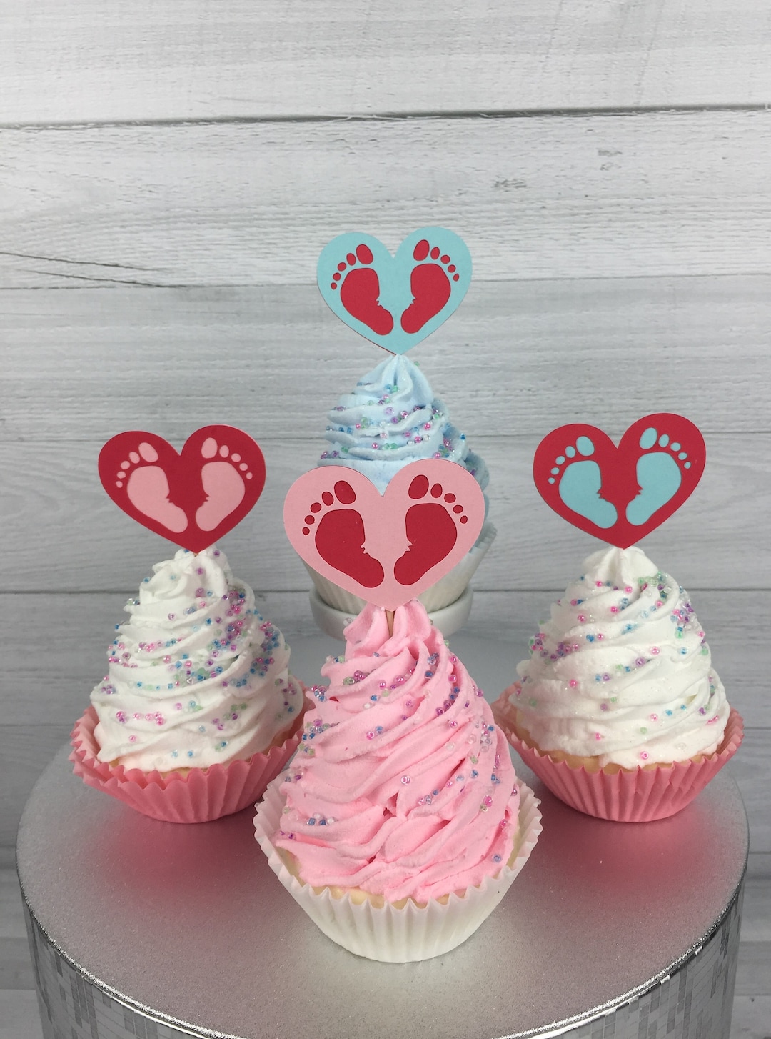 Gender Reveal Cupcake Toppers - Baby Shower Cupcake Toppers - Valentine ...