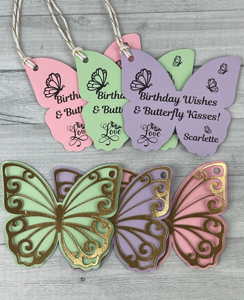 Butterfly Favor Tags Gold Foil Butterfly Butterfly - Etsy
