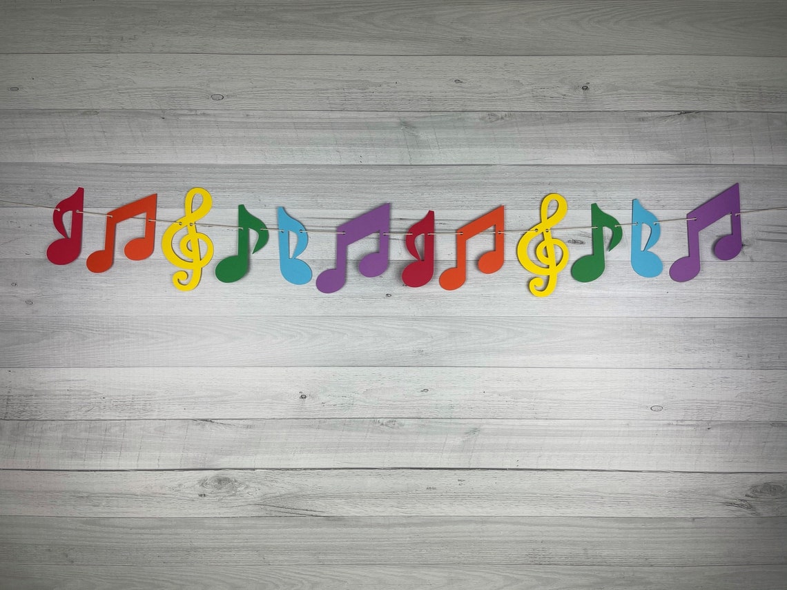 Rainbow Music Note Garland Kids Music Party Rainbow Notes - Etsy