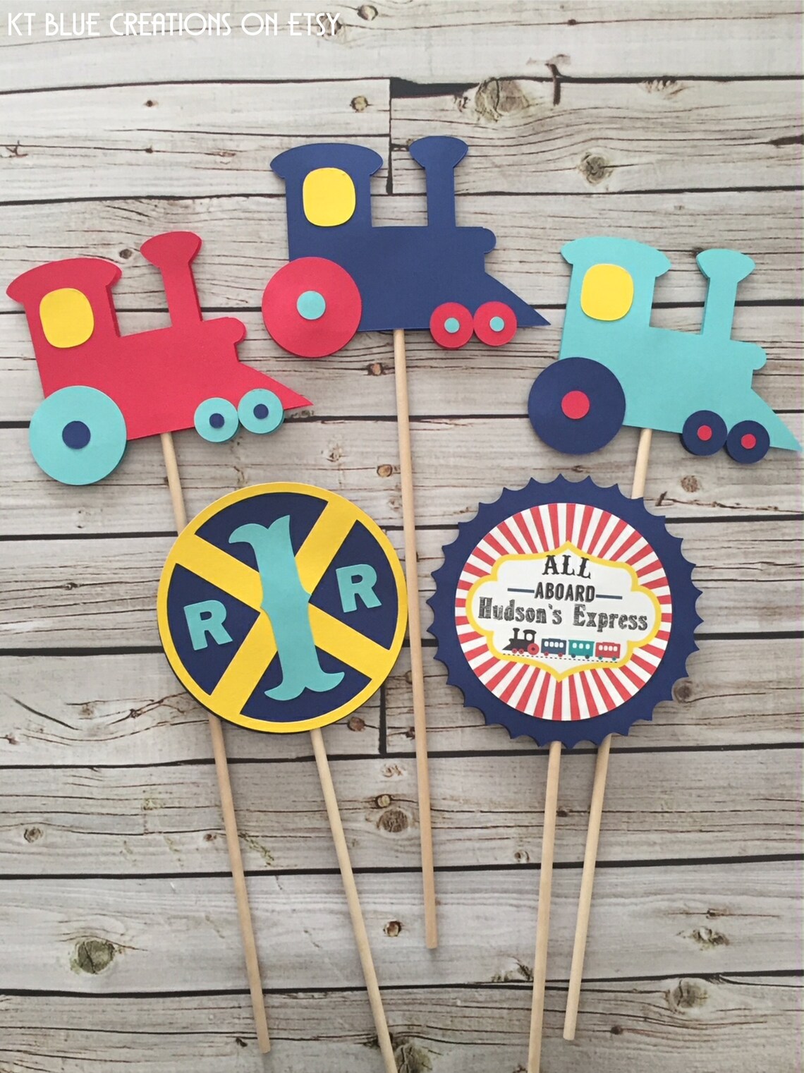 Train Birthday Centerpieces DOUBLE-SIDED Vintage Train | Etsy