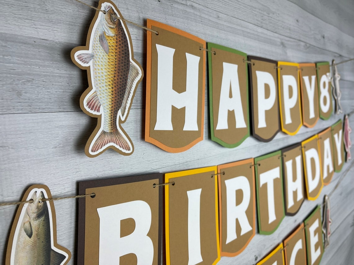 FISH Birthday Banner Vintage Fish Banner Realistic Fish - Etsy