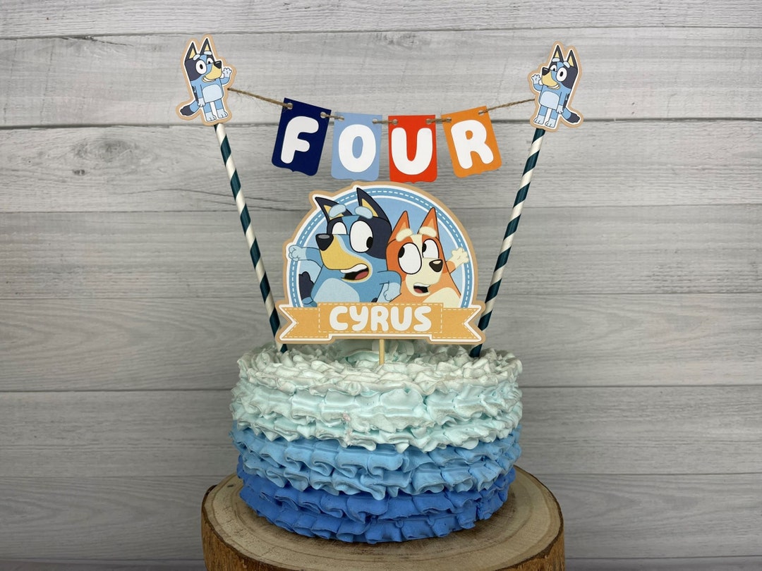 Blue Dog Cake Topper - Blue Dog Bunting Cake Topper - Blue Dog Birthday ...
