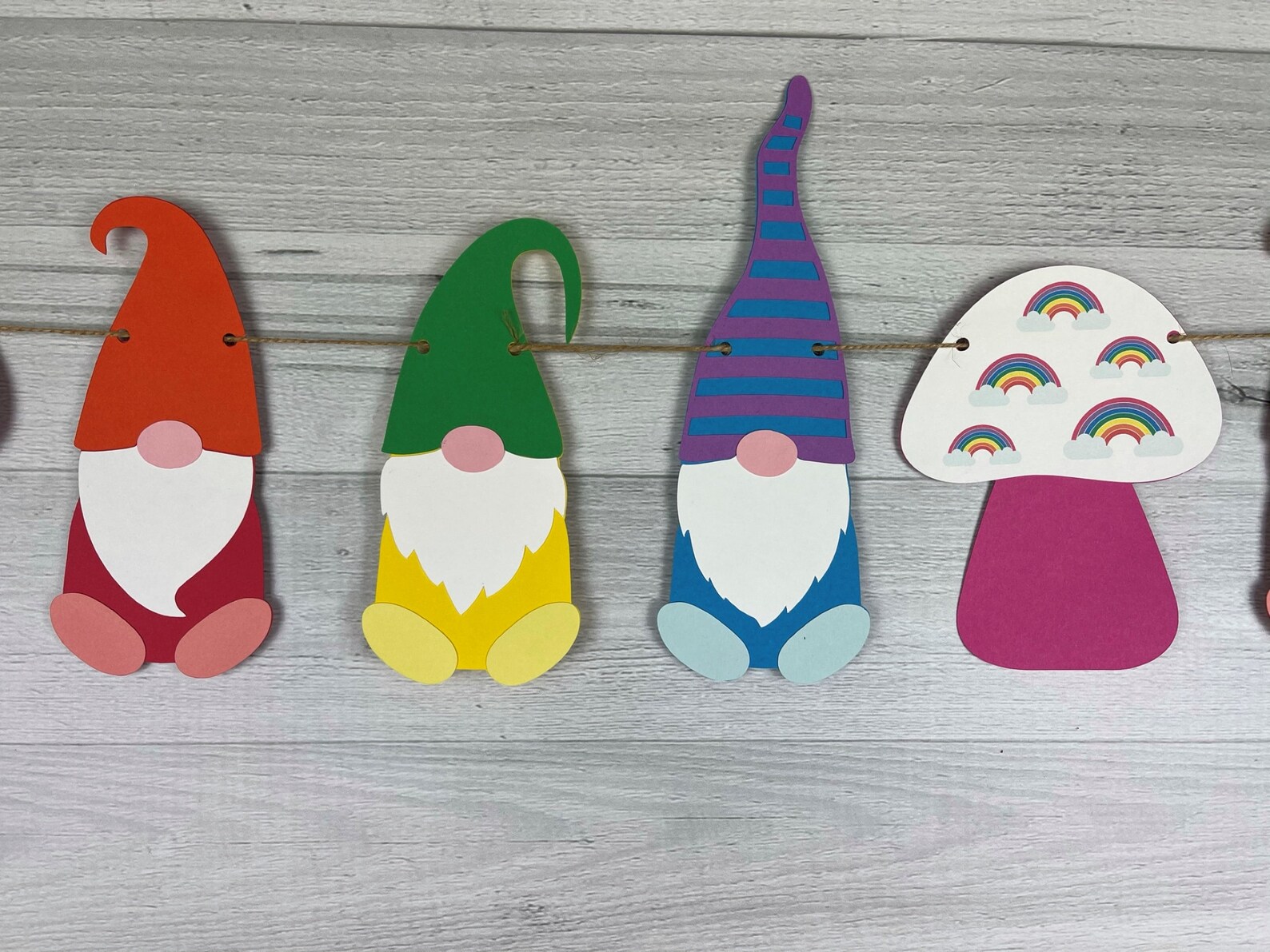 Rainbow Gnome Garland - Rainbow Gnomes - Garden Gnomes - Cute Gnome ...