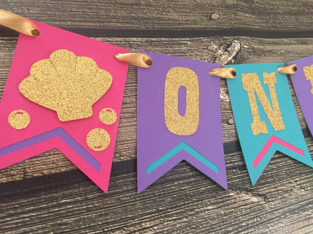 Seashell Highchair Banner - Purple/teal/hot Pink/gold - Ocean Birthday ...