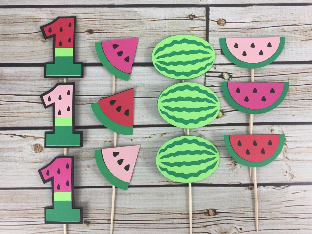 WATERMELON Cupcake Toppers - One in A Melon - Cupcake Toppers ...