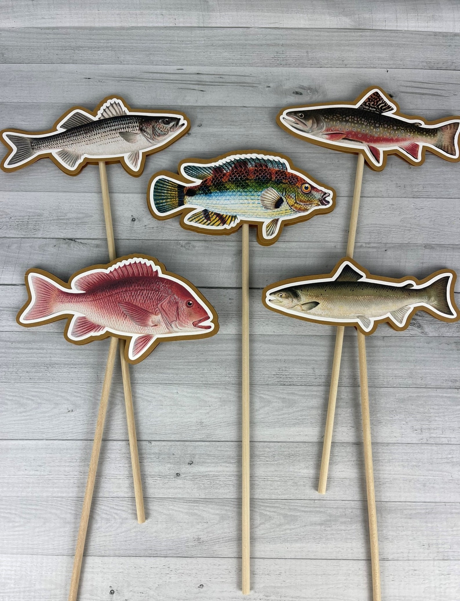 FISH Centerpieces Vintage Fish DOUBLE-SIDED the Big One - Etsy