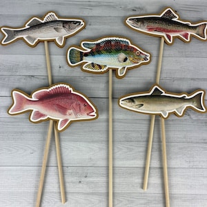 FISH Centerpieces - Vintage Fish - DOUBLE-SIDED - the Big One - Fishing ...