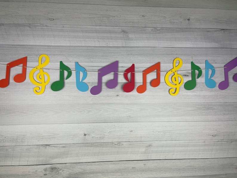 Rainbow Music Note Garland - Kids Music Party - Rainbow Notes Birthday ...