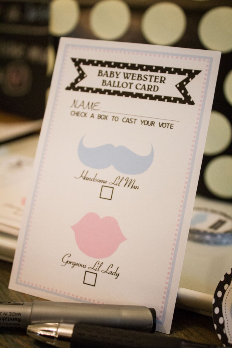 Gender Reveal Voting Ballots + I VOTED Stickers - Personalized - Lil ...