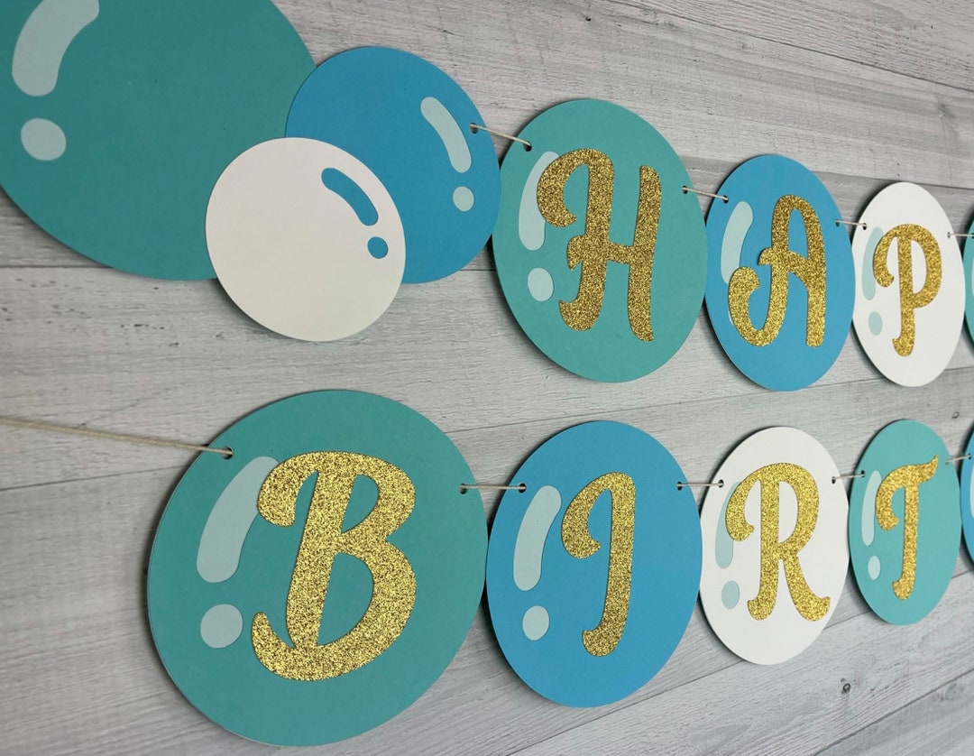 Bubbles Birthday Banner - Bubble Birthday - Blue Bubble Party - Mermaid ...