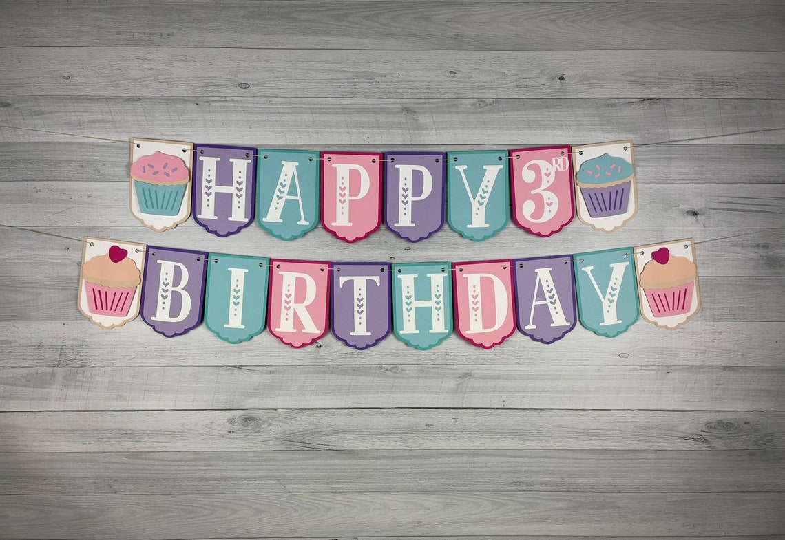 Cupcake Birthday Banner Cute as A Cupcake Party Sweet One | Etsy