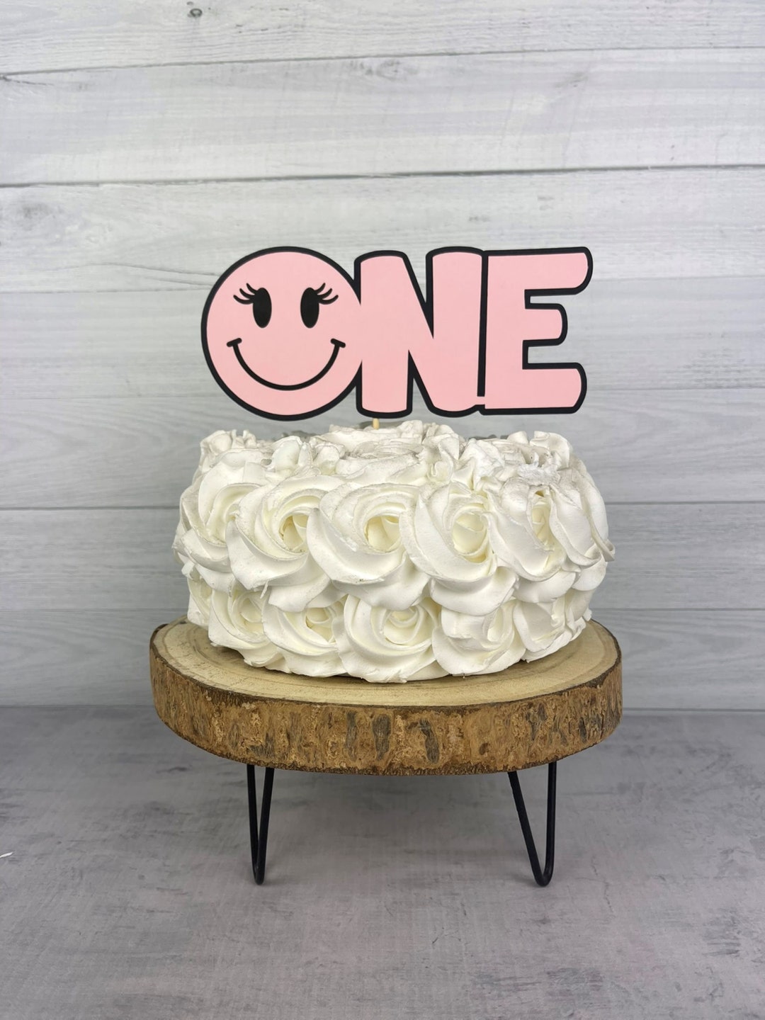 Smiley Face Girl AGE Cake Topper - One Happy Girl Birthday - Two Happy ...