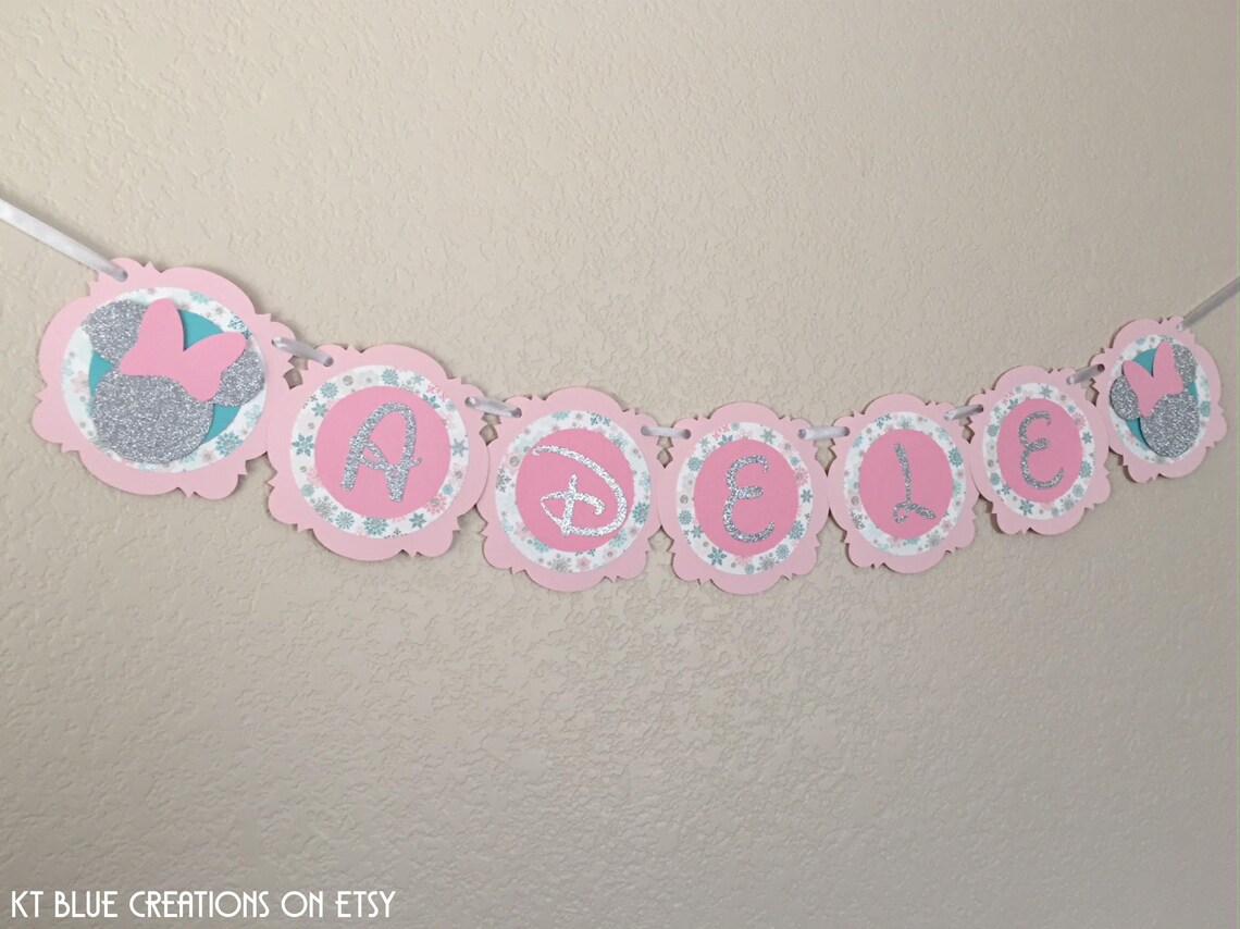NAME Banner - Minnie Mouse Banner - Minnie Winter Wonderland Birthday ...