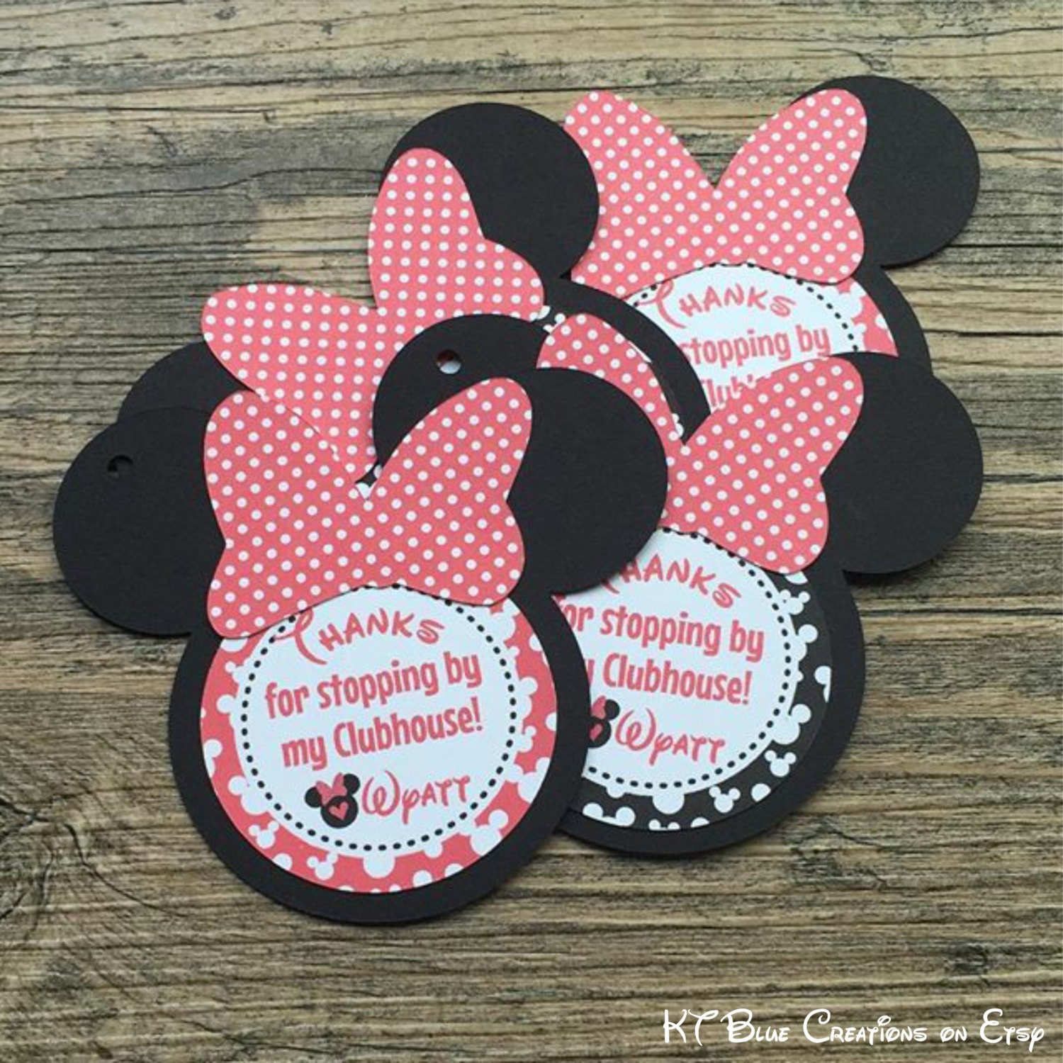 Minnie Birthday Party Tags Minnie Favor Tags Red/black - Etsy