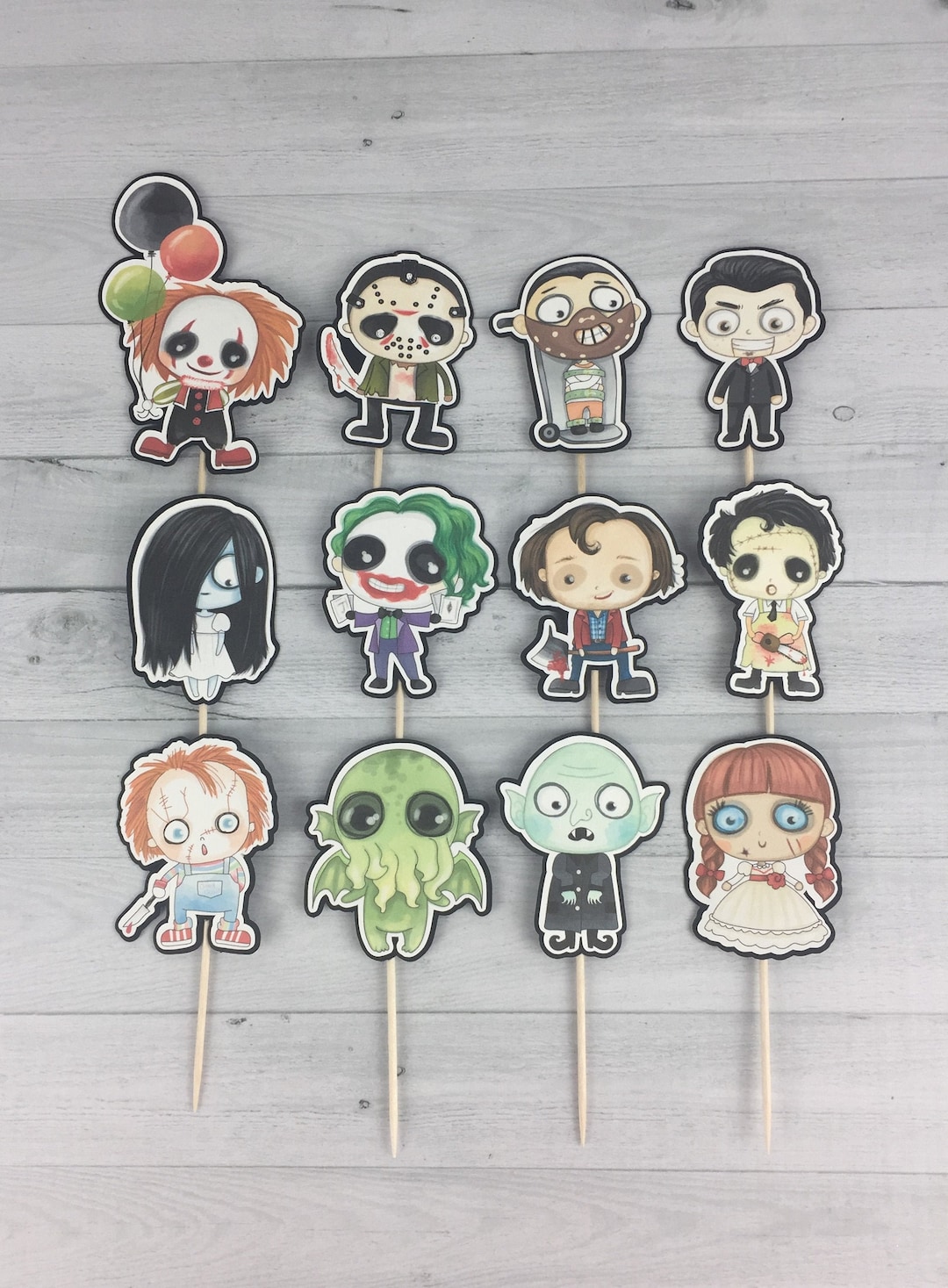 Horror Movie Cupcake Toppers SET 2 - Cute Horror Toppers - Halloween ...