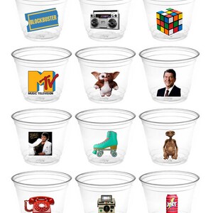 80's Party Cups - 1980's Party - Disposable Plastic Cups, 9oz - Iconic ...