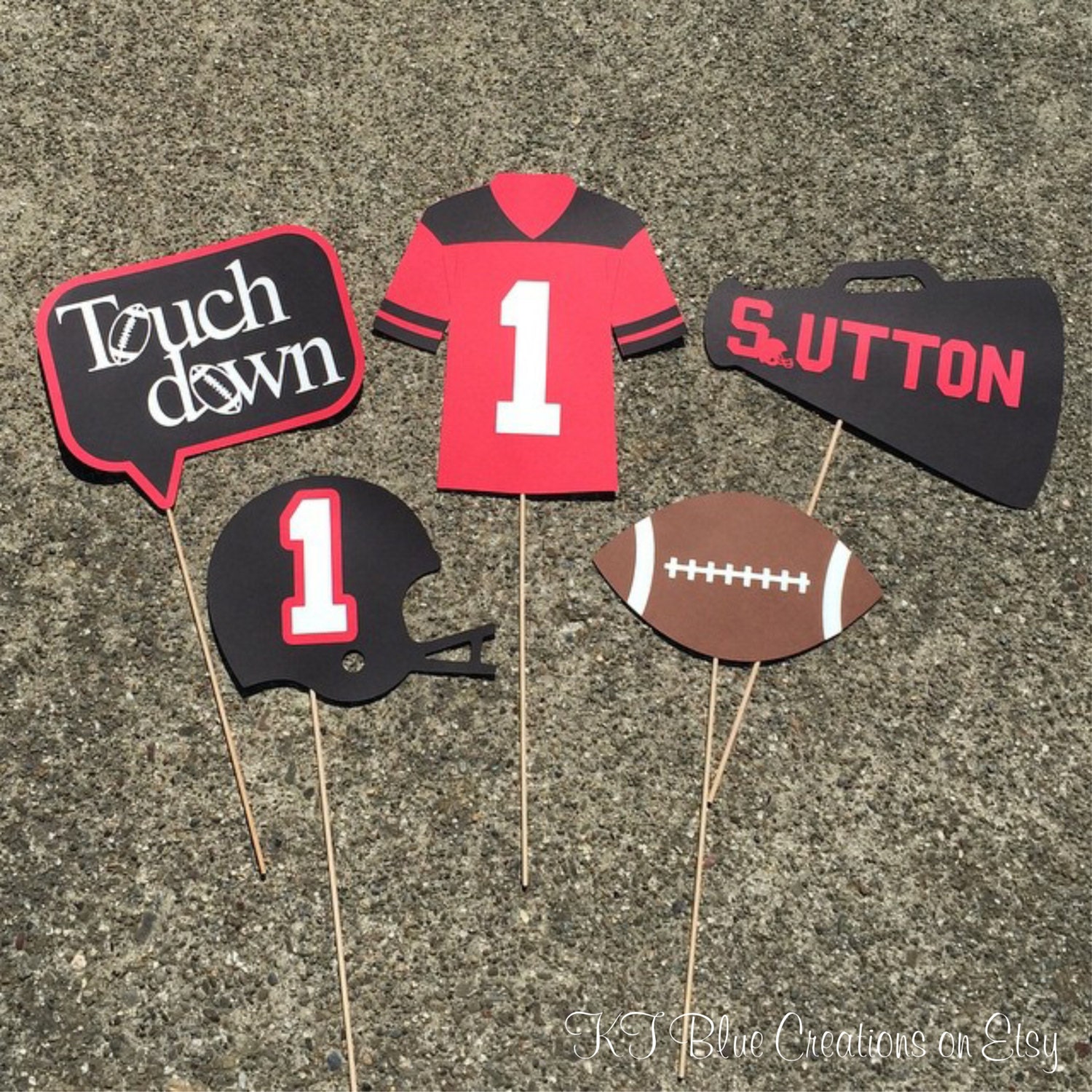 5-piece FOOTBALL Photo Booth Props - Personalized - Custom Colors ...