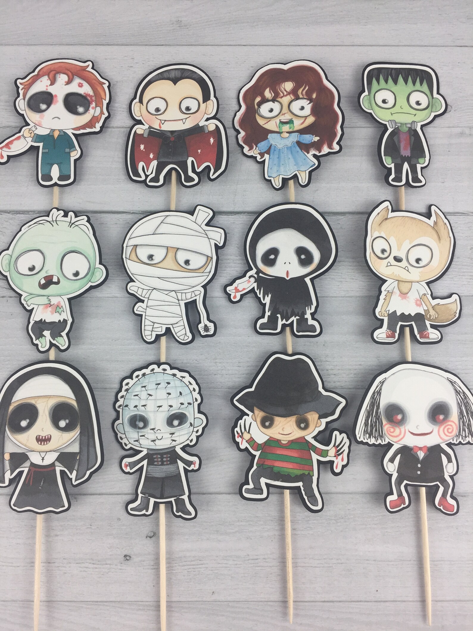 Horror Movie Cupcake Toppers SET 1 Cute Horror Toppers | Etsy