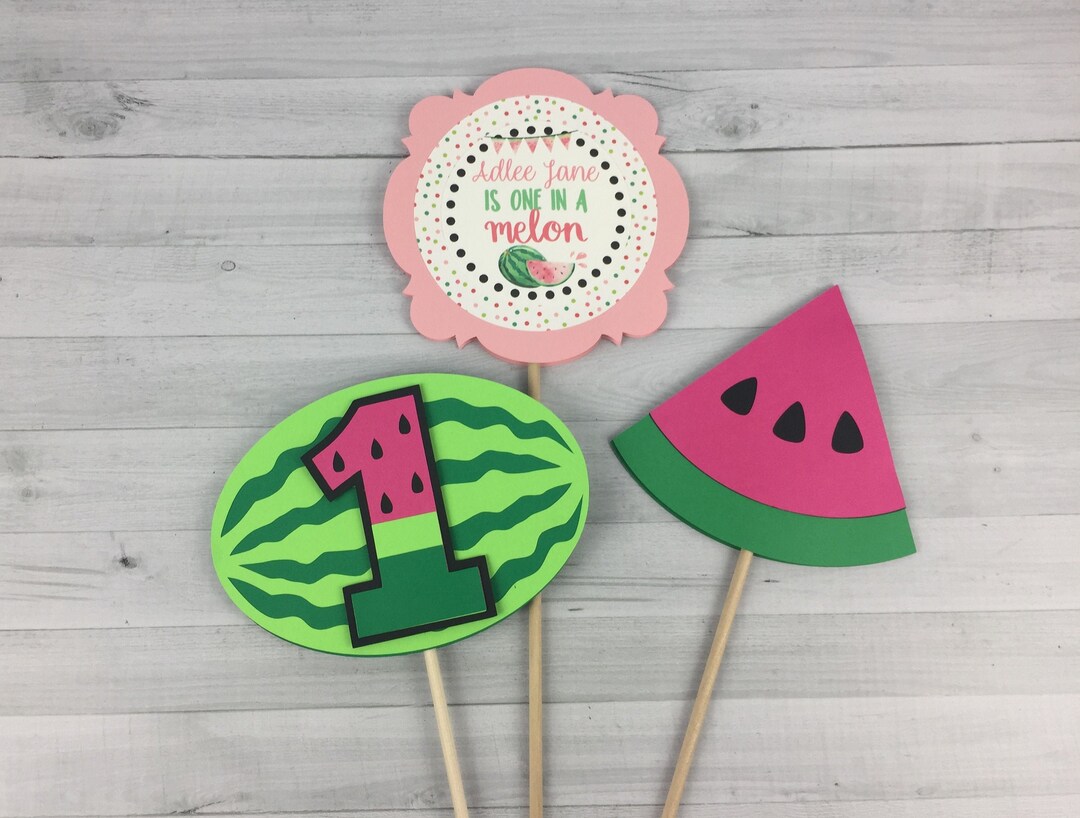 WATERMELON Birthday Centerpieces - One in A Melon Birthday - Watermelon ...