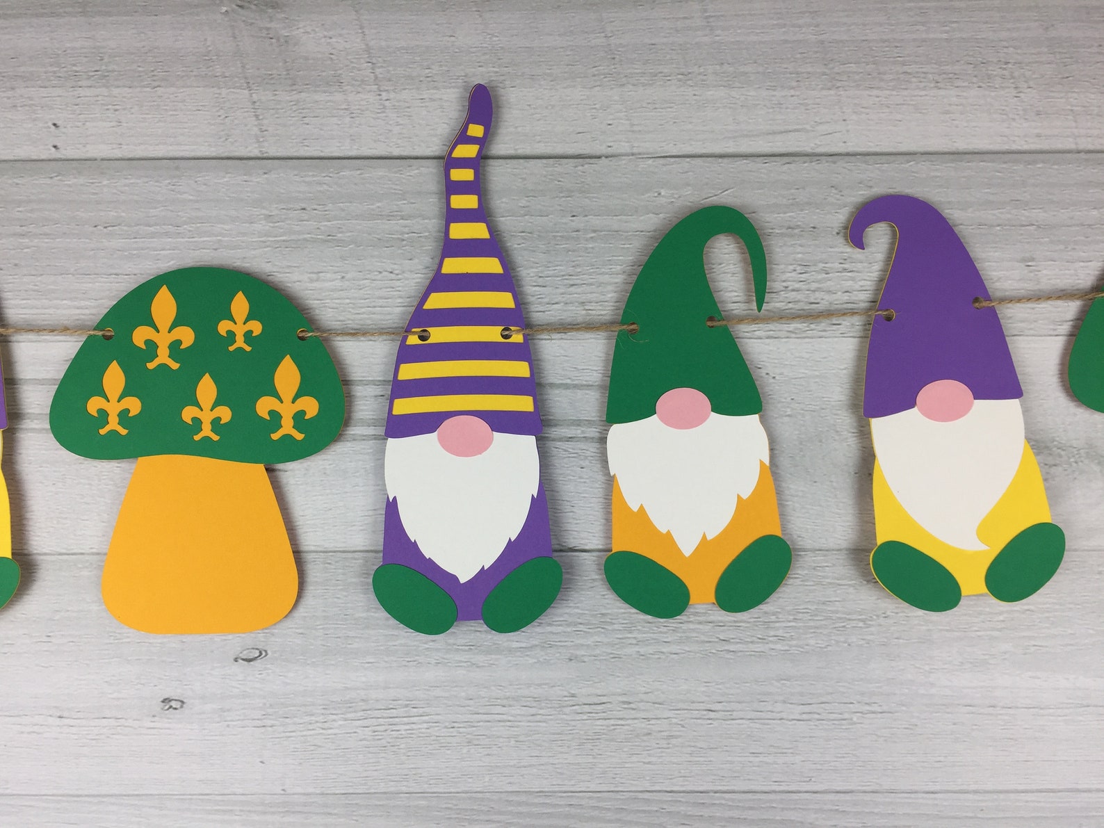 Gnome Garland - Mardi Gras Gnomes - Garden Gnomes - New Orleans Gnome ...
