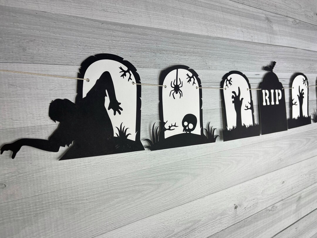 GRAVEYARD TOMBSTONE Garland - Tombstone Banner - Halloween Banner ...