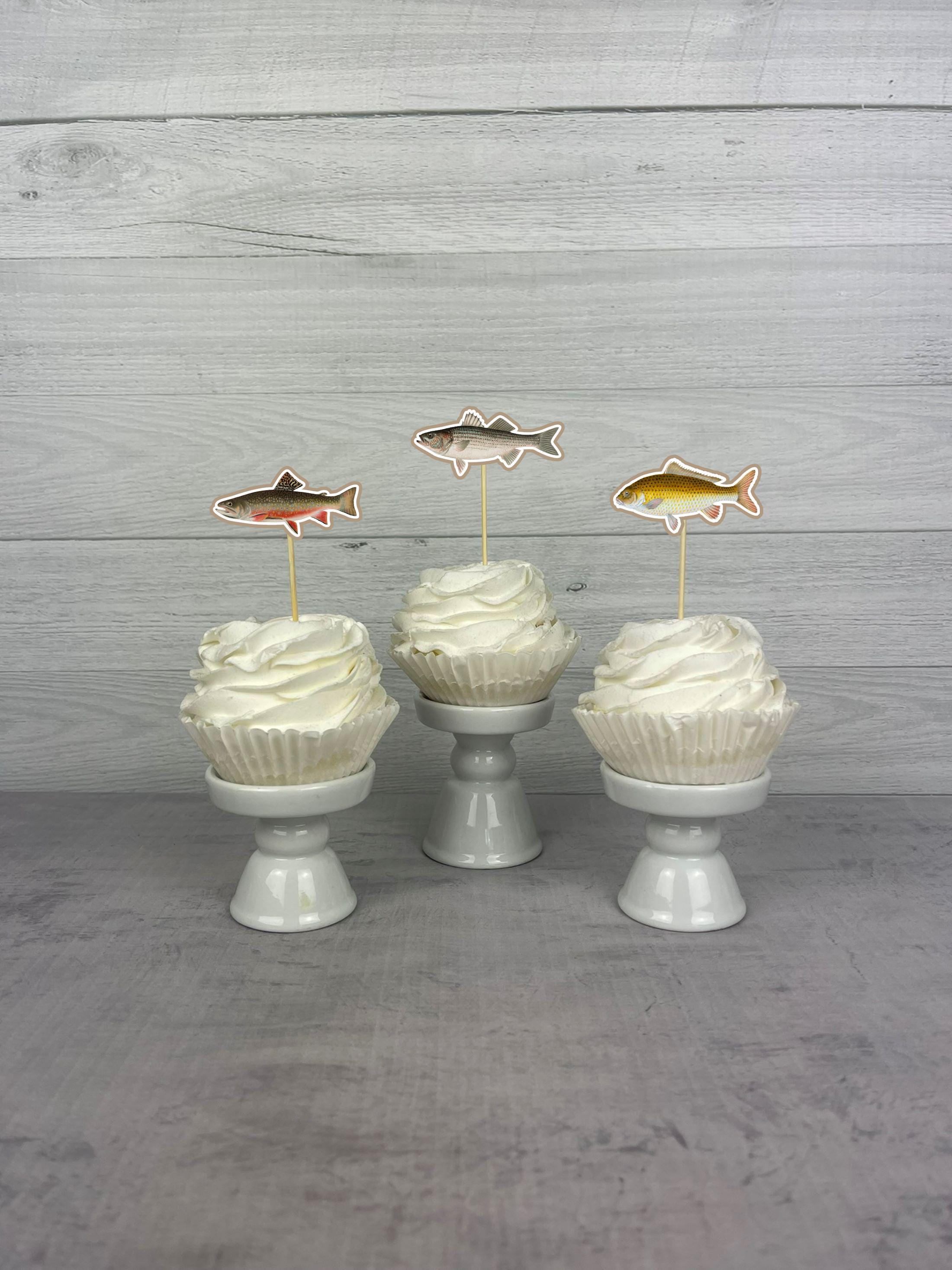 FISH Cupcake Toppers - Vintage Fish Toppers - Realistic Fish - Fishing ...