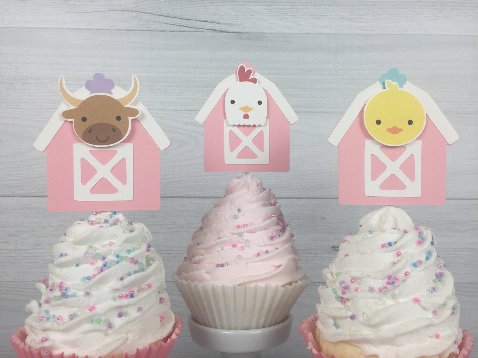 Barn Animals Cupcake Toppers Farm Animal Cupcake Toppers - Etsy