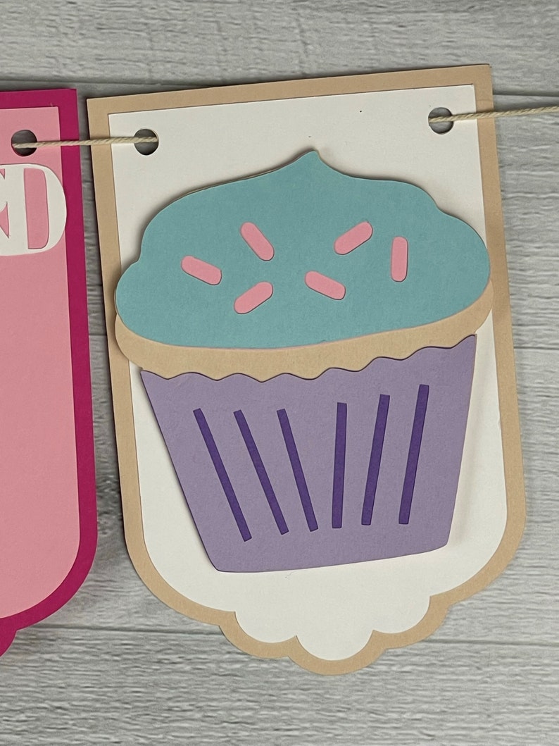 Cupcake Birthday Banner - Cute as A Cupcake Party - Sweet One, Two ...
