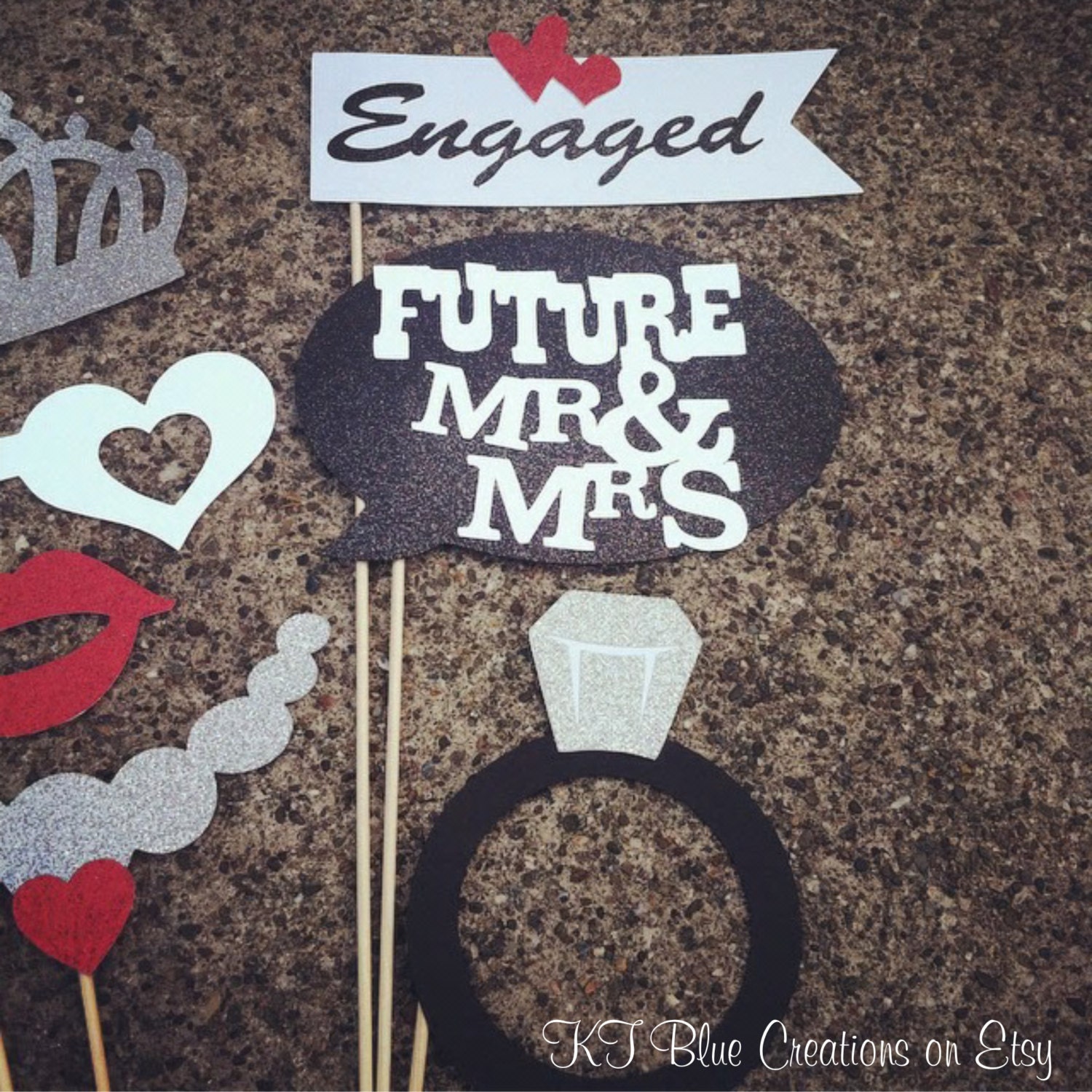 Engagement GLITTER Photo Props Engagement Party Bridal | Etsy
