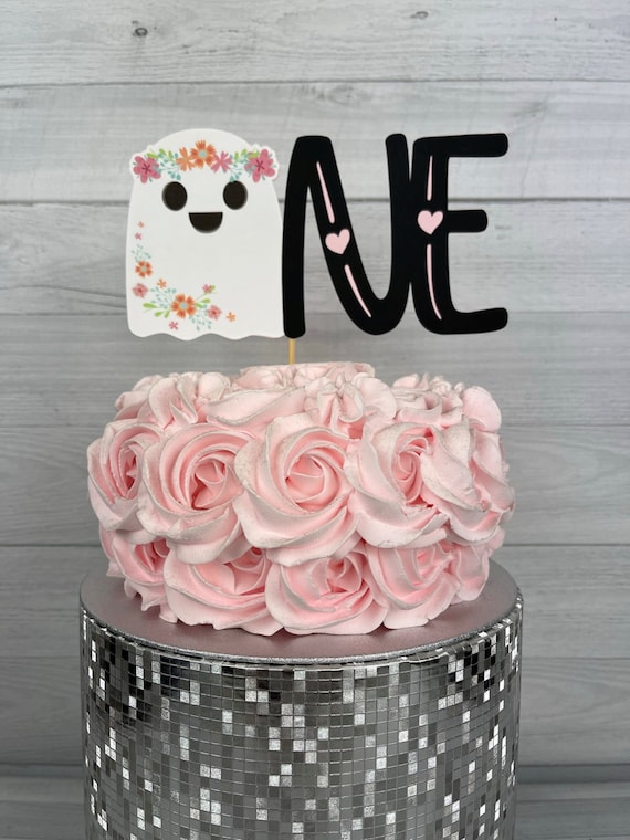 Spooky One Cake Topper Floral Ghost Birthday Girl Ghost - Etsy