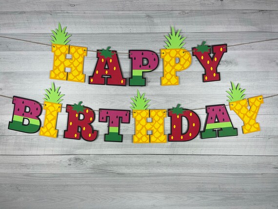 Fruit Birthday Banner - Twotti Frutti Birthday - Tutti Frutti Birthday ...