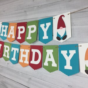 Gnome Birthday Banner - Cute Gnomes - Gnome Birthday Party - Garden ...