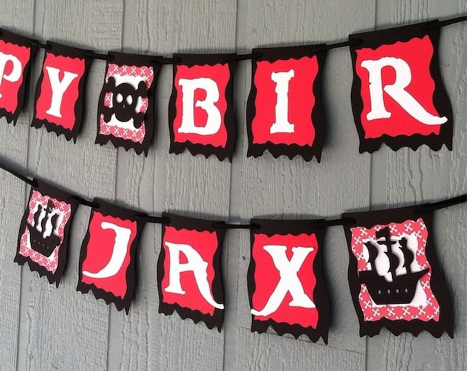 Pirate Birthday Banner Pirate Banner Jolly Roger Banner - Etsy