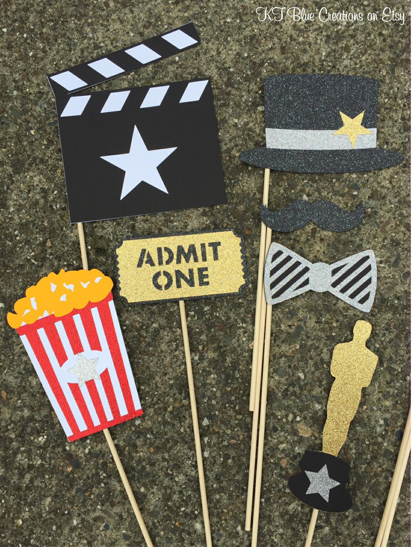 Movie Theme GLITTER Photo Props Gold Silver Red & Black | Etsy