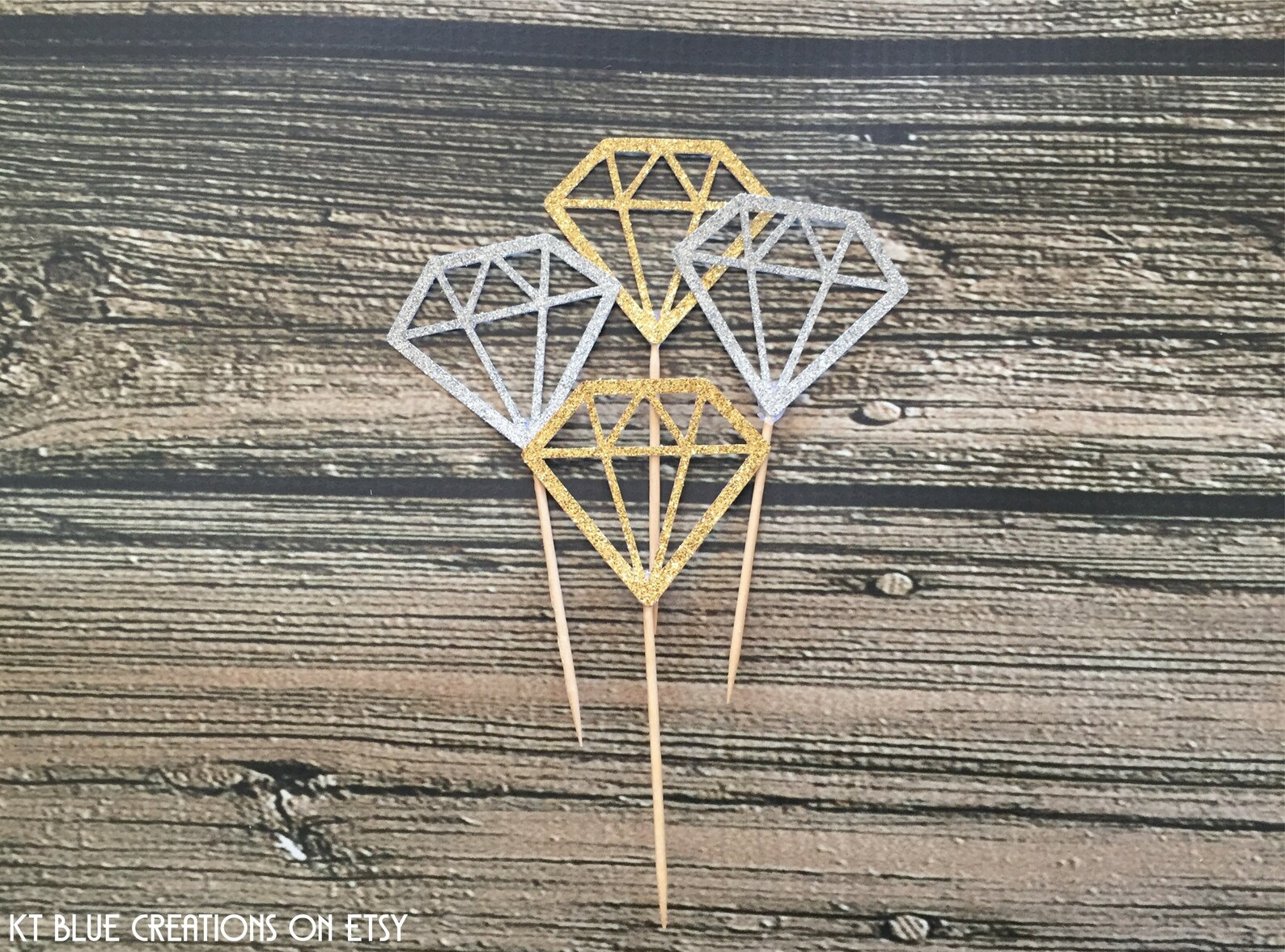 DIAMOND Cupcake Toppers Gold or Silver GLITTER Donut | Etsy