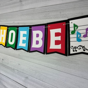 Rainbow Music Note NAME Banner - Kids Music Party - Rainbow Notes ...