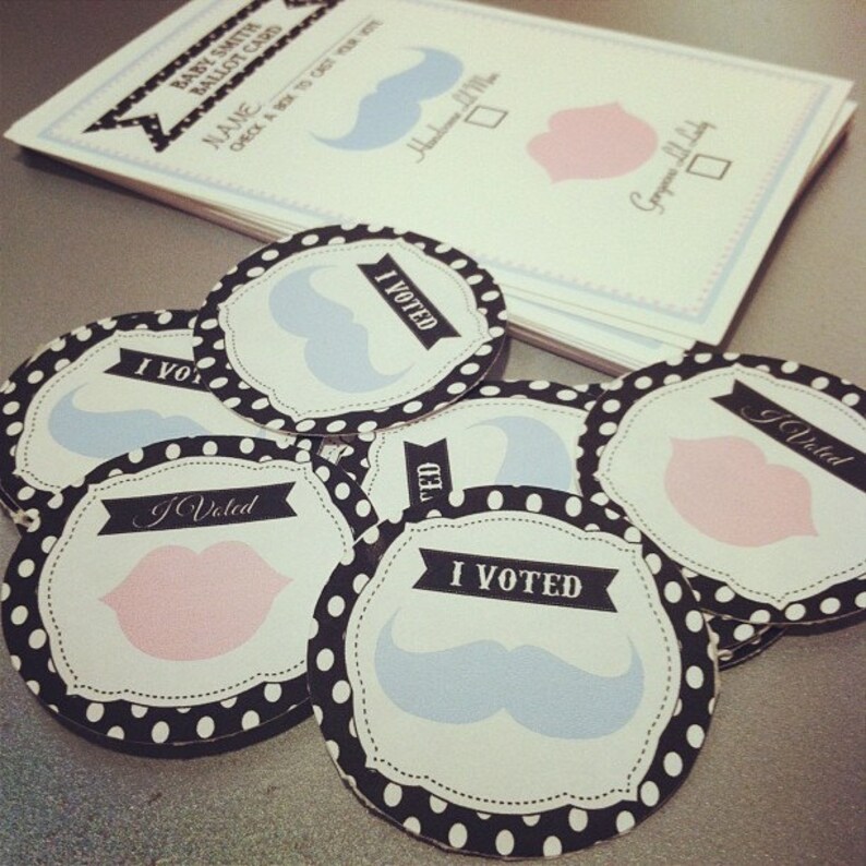 Gender Reveal Voting Ballots + I VOTED Stickers - Personalized - Lil ...