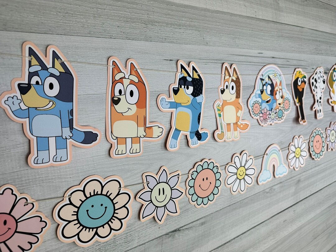 Girly Blue Dog & Friends Garland - Blue Dog Birthday - Blue Dog Banner ...