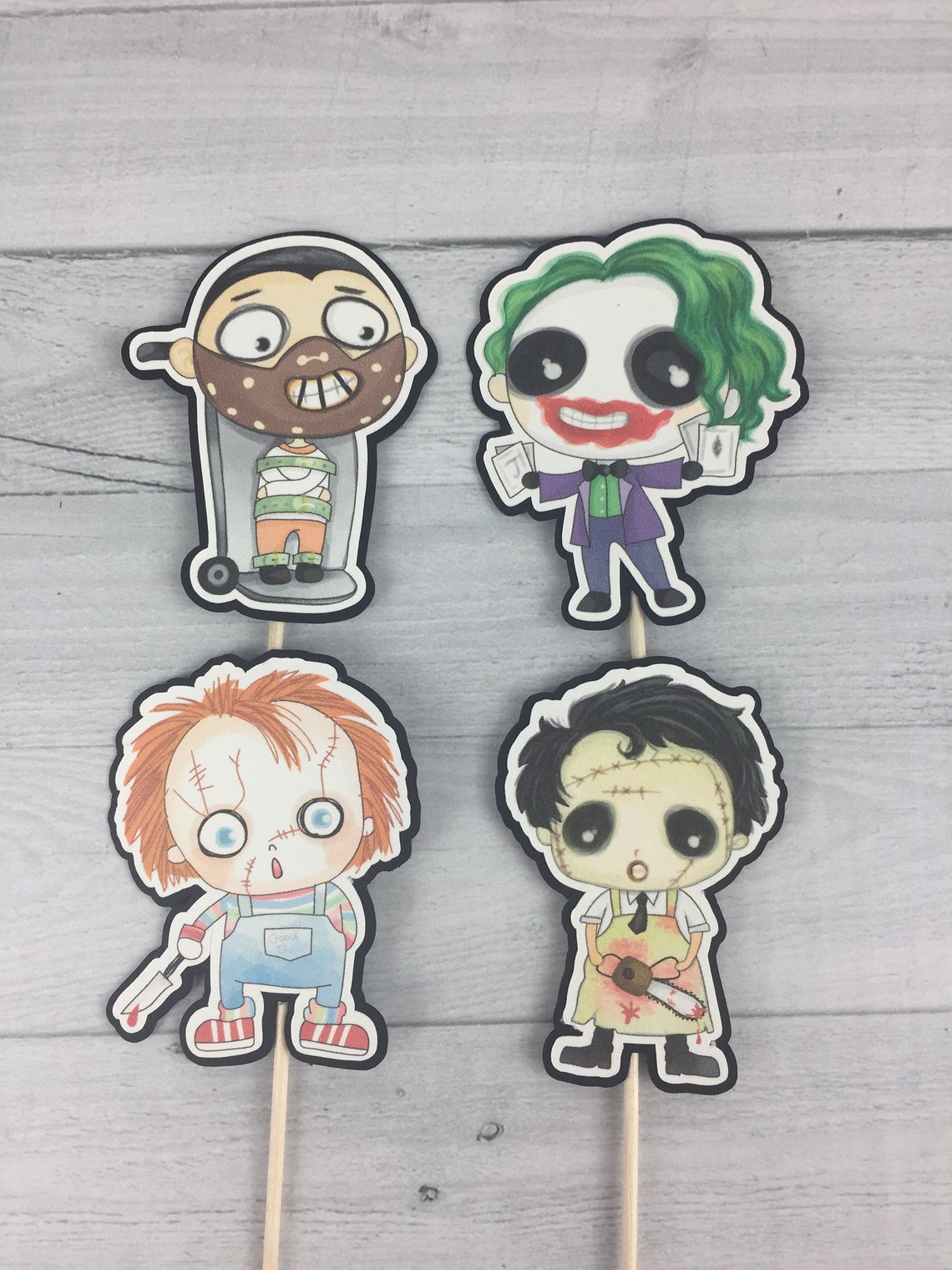 Horror Movie Cupcake Toppers SET 2 Cute Horror Toppers - Etsy