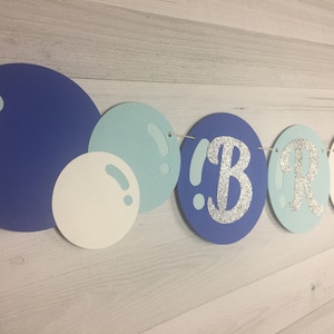 Bubbles NAME Banner - Bubbles Birthday Banner - Boy Bubble Party - Blue ...