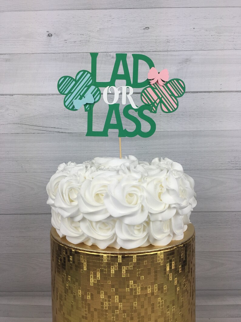 Lad or Lass Cake Topper Clover Gender Reveal Boy or Girl - Etsy